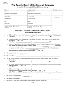 Download Free Delaware Petition for Divorce or Annulment Form 442 ...