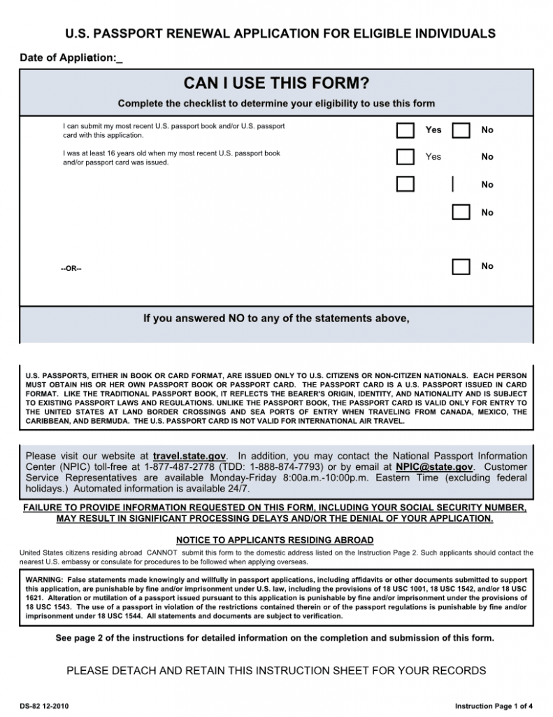 Download Free U.S Passport Renewal Application (DS 82) Form | Form Download Download Free U.S Passport Renewal Application (DS 82) Form | Form Download